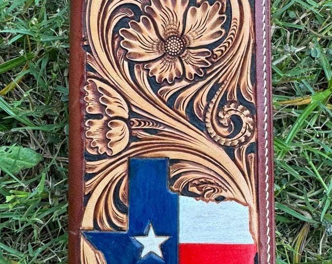 Double R Western Tooled Leather Wallet texas - Etsy