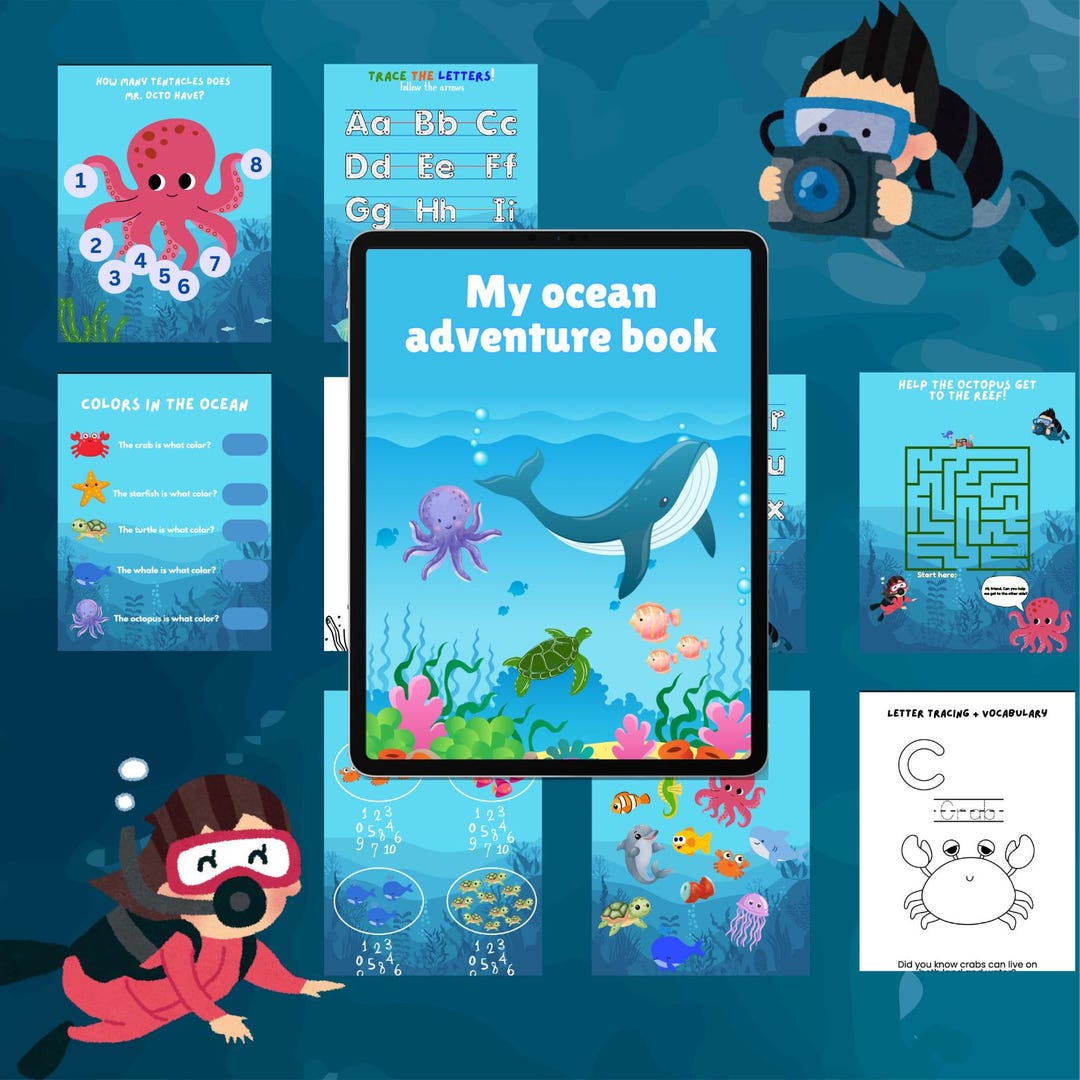 Ocean Busy Book for Kids | Printable Toddler Activity Book | Preschool ...
