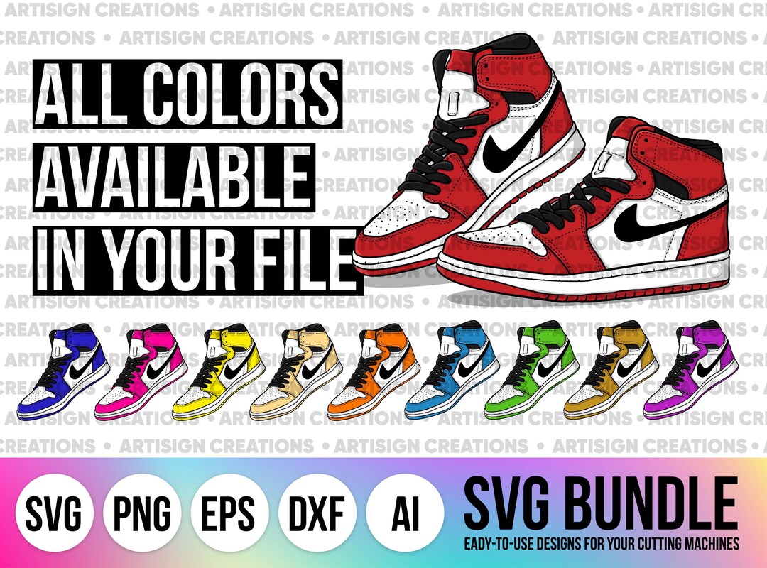 Sneakers 10 SVG Bundle, Sneaker Clipart, Running & Basketball Shoes SVG ...