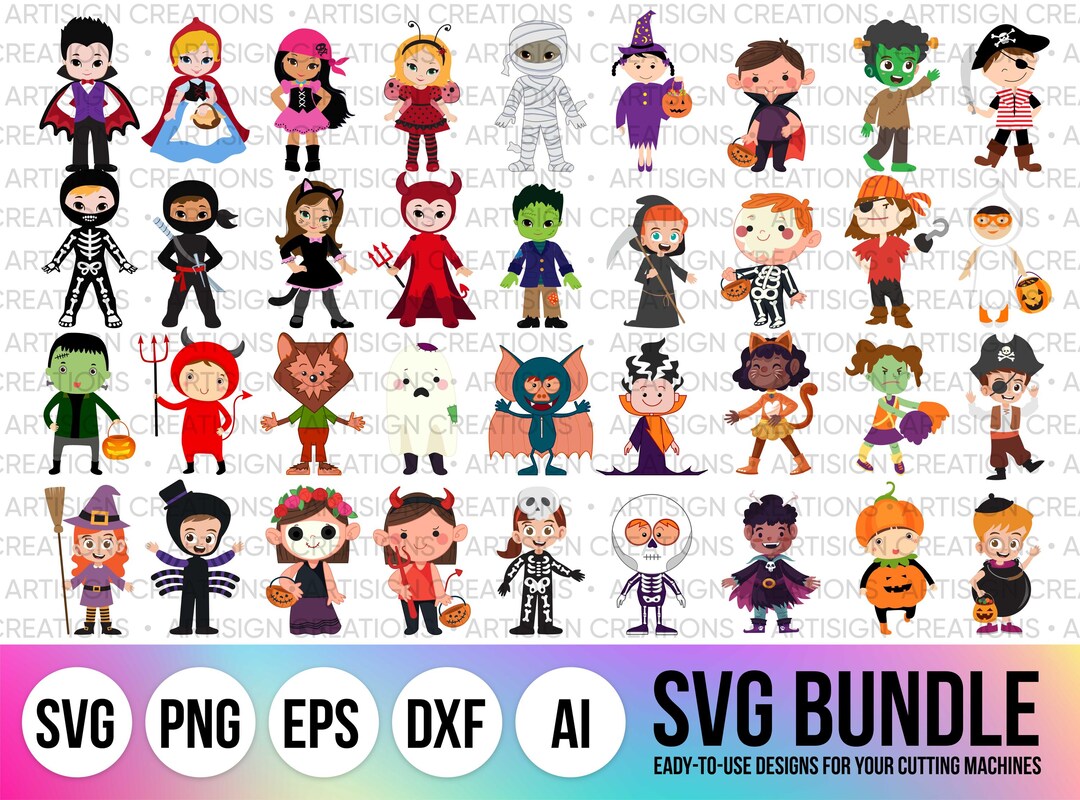 Best Bundle Halloween Kids Costume Clipart, Fun Costume Designs ...
