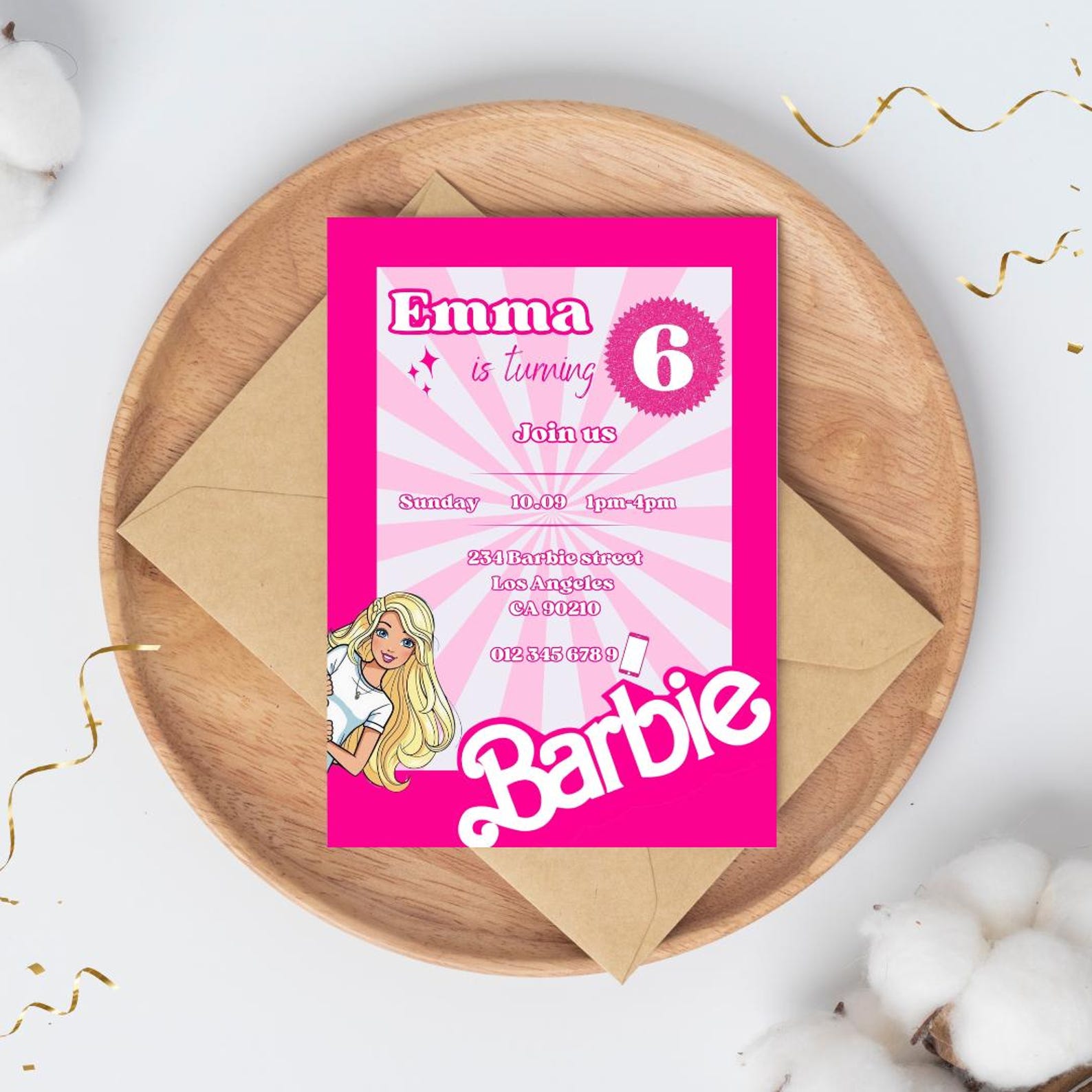 Barbie Birthday Invitation, Printable Birthday Invitation, Personalized ...