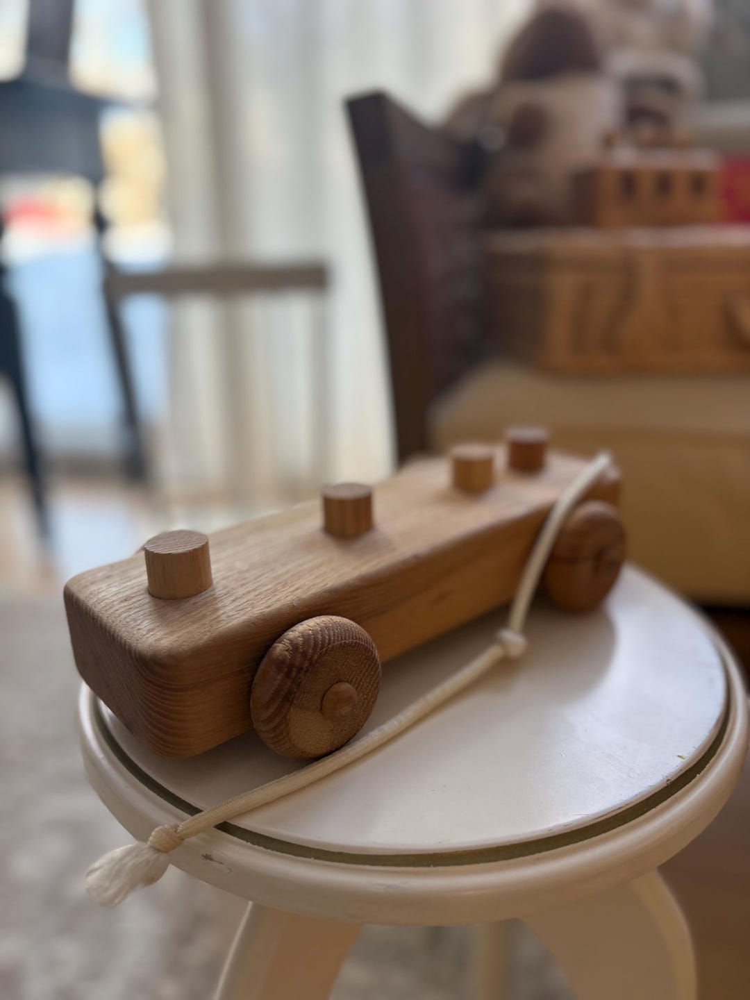 Vintage Handmade Wooden Pull Toy Car | Montessori-inspired Toy - Etsy