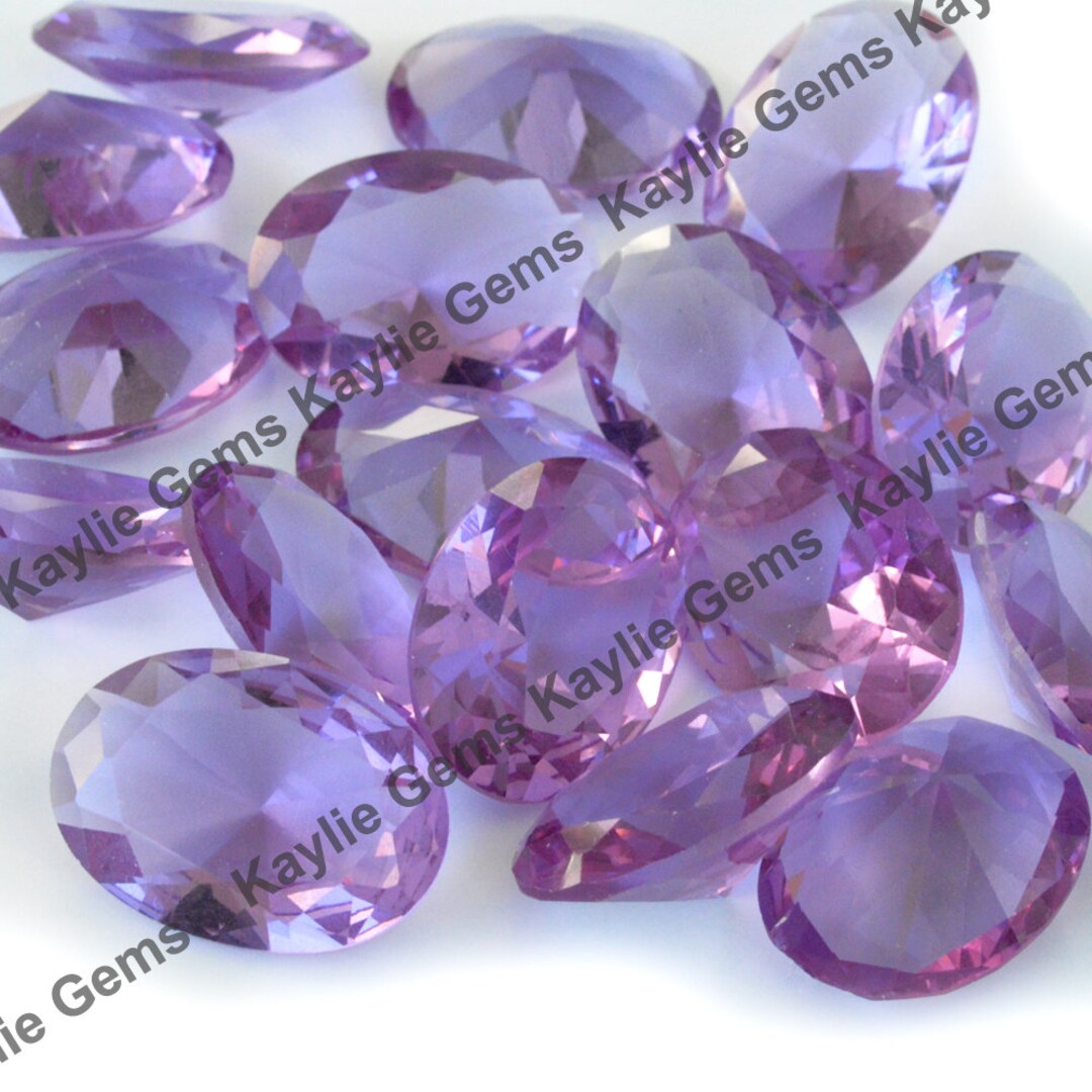 Violet Purple 25x18mm Glass Jewel Gem Stone Oval Faceted Diamond Cut ...