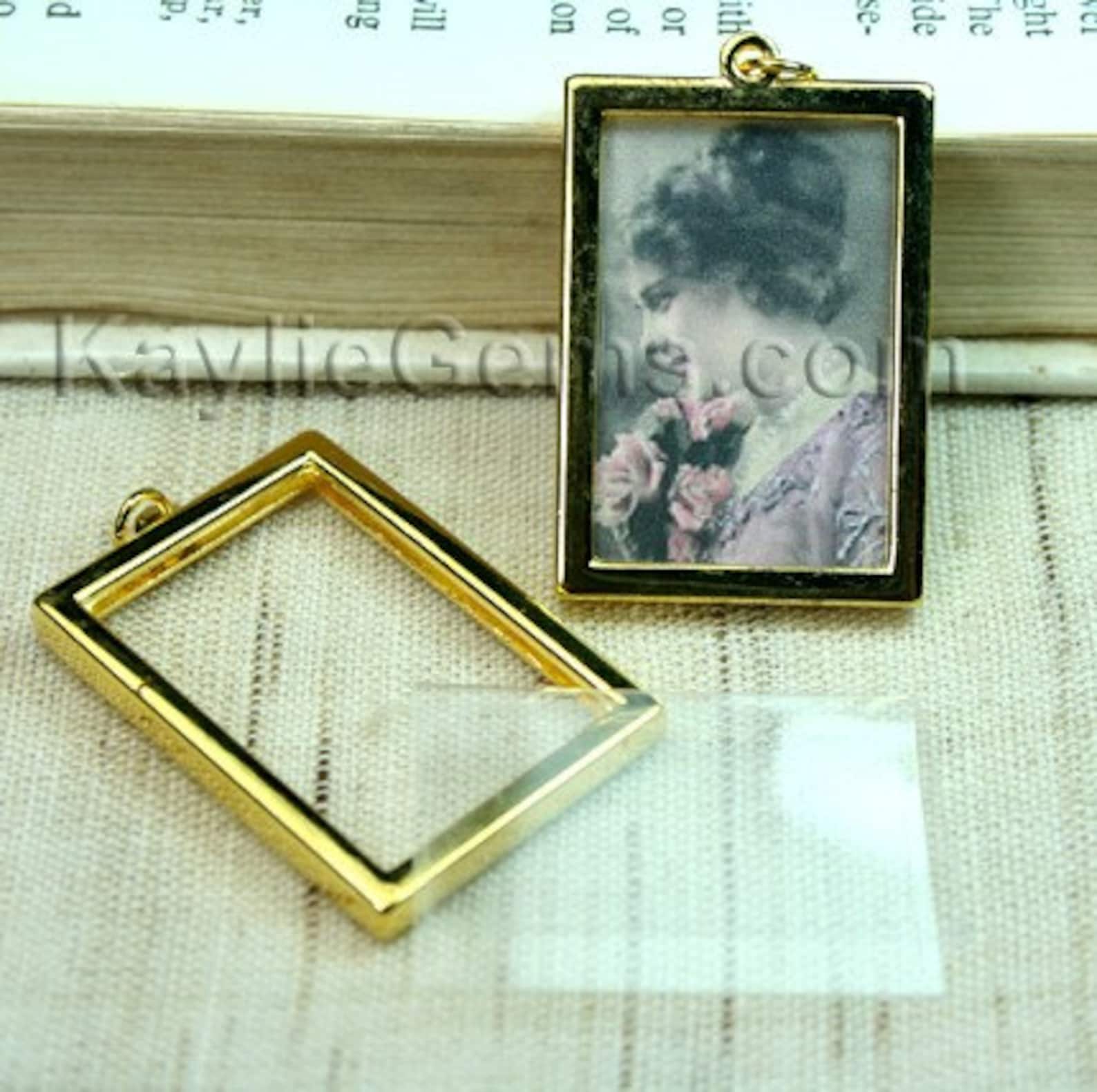 Picture Frame Charm Pendant Double Sided Rectangle Portrait - Etsy