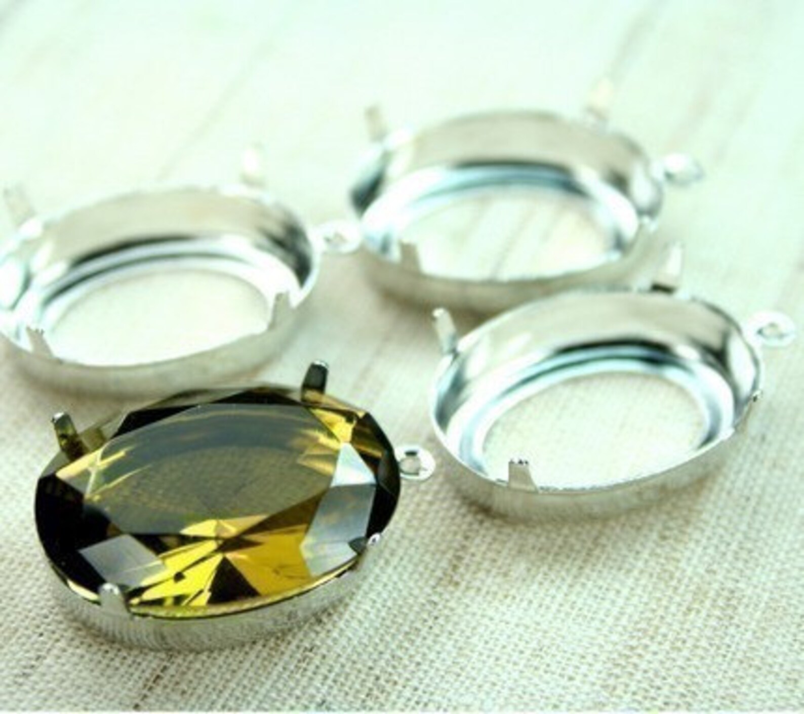 18x25 Sterling Silver Oval Open Back Prong Stone Jewel Settings With 1 ...