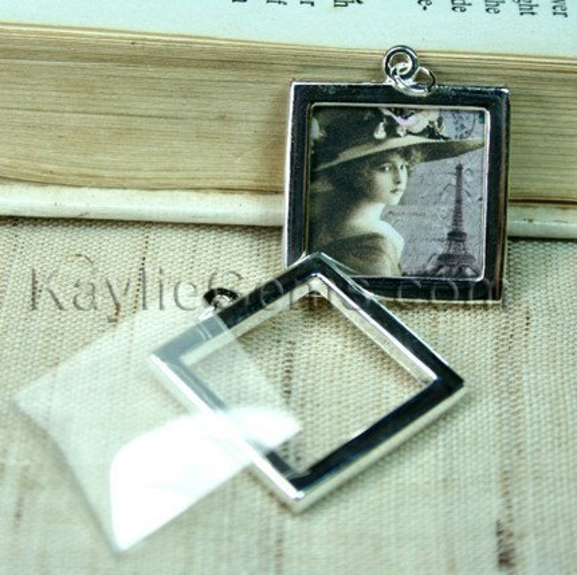 Picture Frame Charm Pendant Double Sided Rectagle Square | Etsy