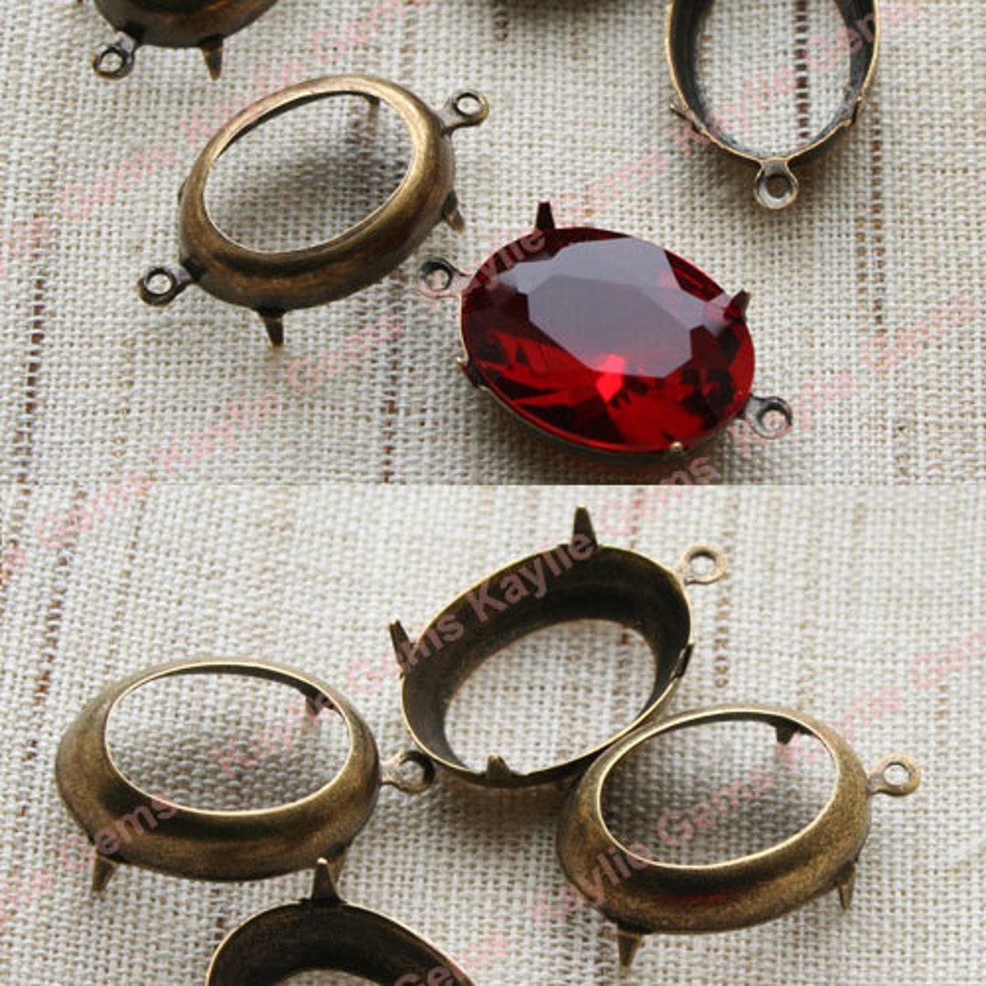 18x13 Oxidized Oval Open Back Prong Stone Jewel Settings 1 Ring / 2 ...