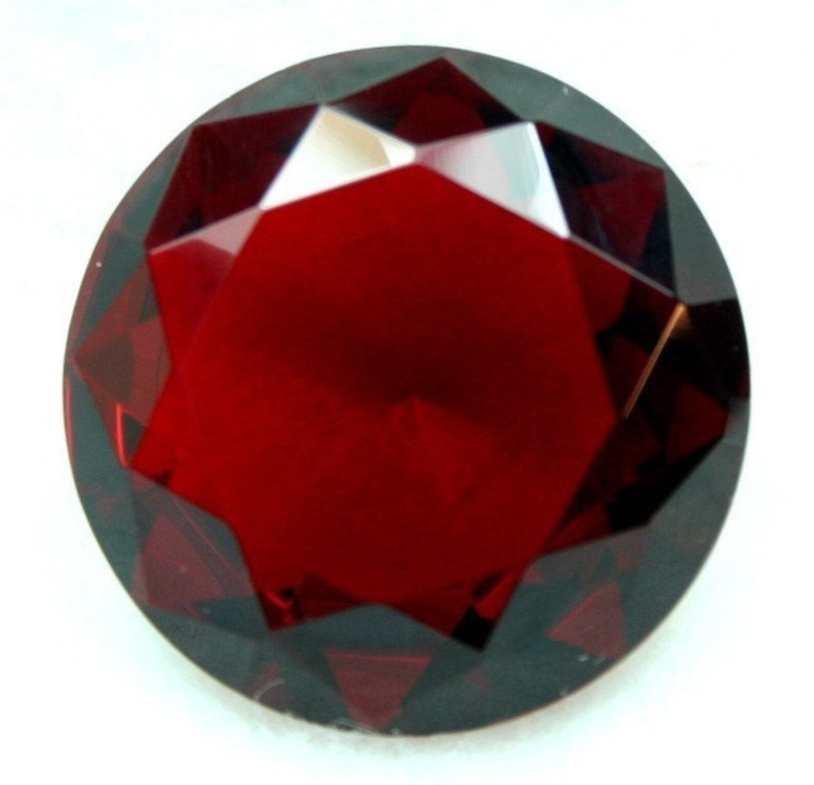 20mm Round Glass Jewel Faceted Diamond Cut Pointed Unfoiled - Wine-red ...