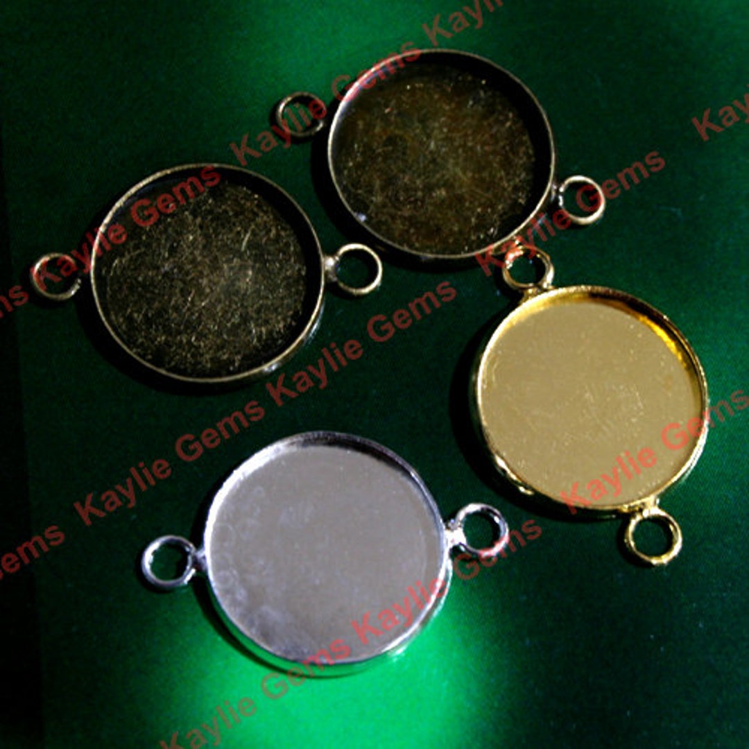 6 Cabochon Bezel Setting Base Round 16mm Cab 2 Loop Rings FM-PT16MM ...