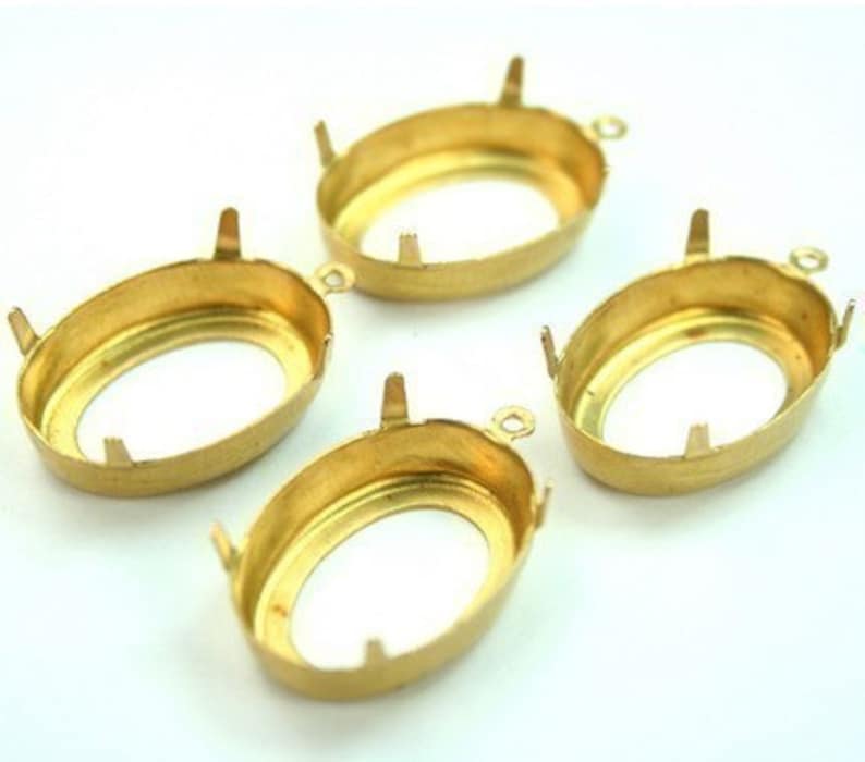 Raw Brass Oval 18x25 Open Back Prong Settings With 1 Ring - Etsy