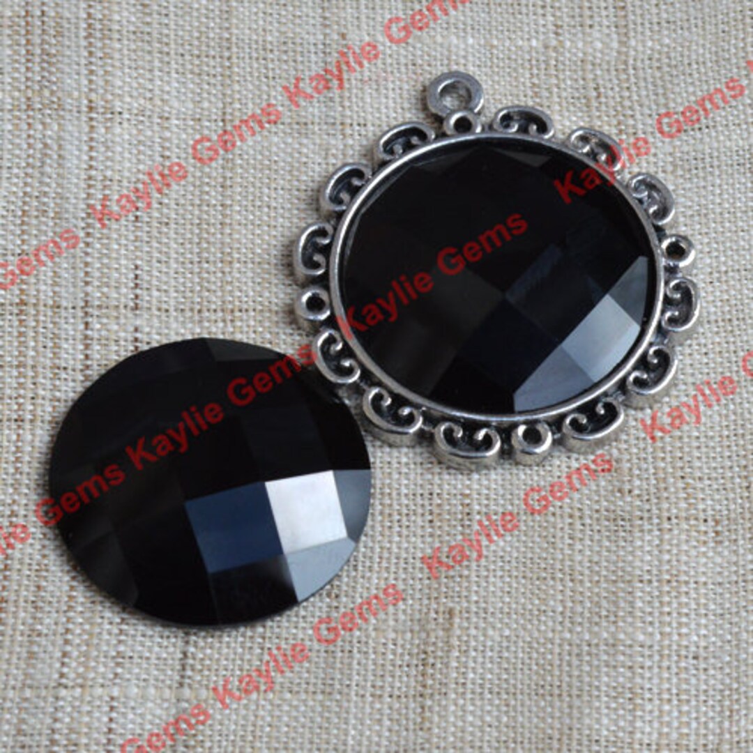 New - Mirror Glass Cabochon Cab 25mm Round Checker Cut Faceted Dome ...