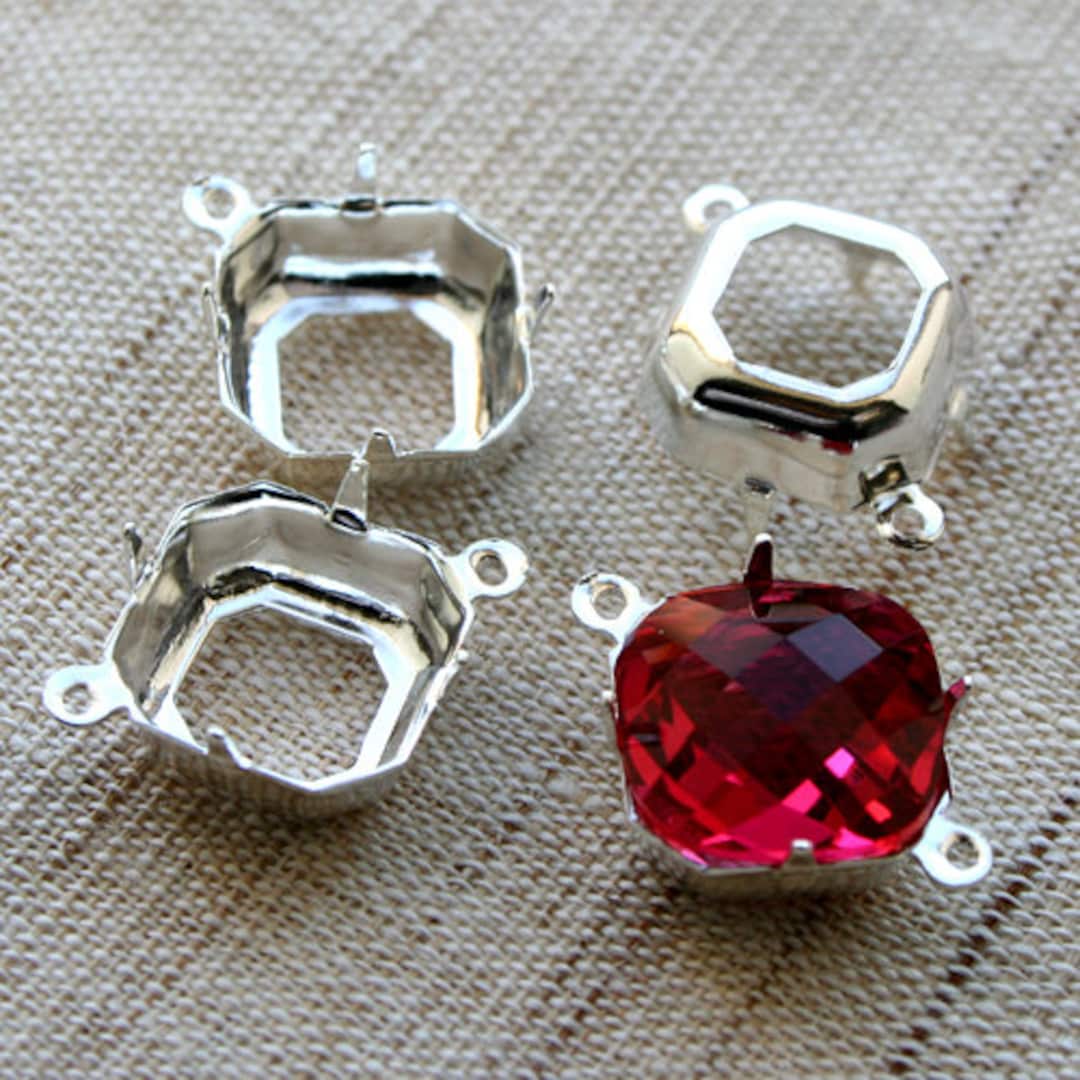 12x12 Octagon Prong Setting Sterling Silver Plated Brass Open Back 1 ...
