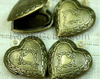 Heart Locket Antique Brass Victorian Style LKHS-1398AB 4 | Etsy