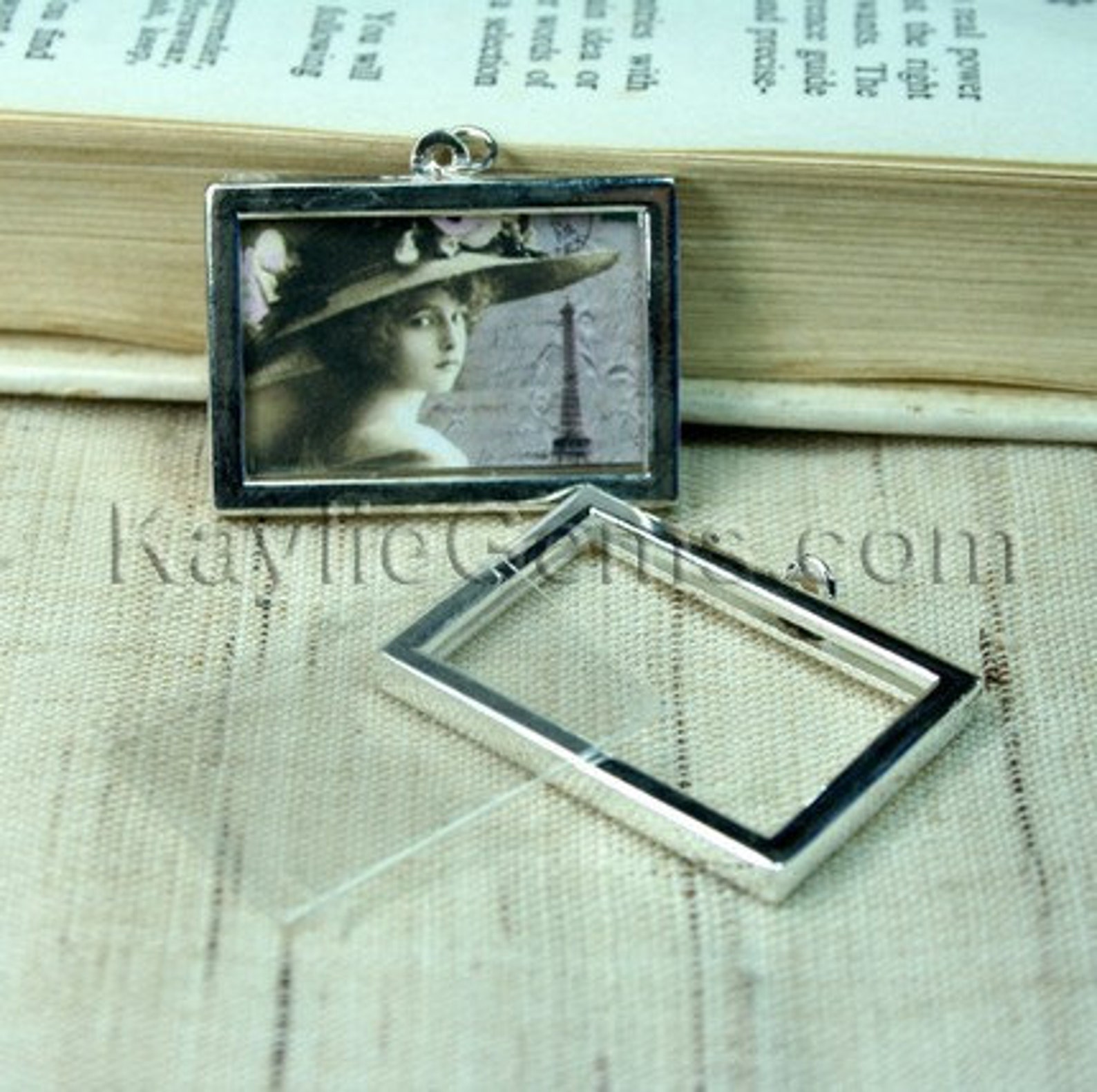2 Sets Picture Frame Charm Pendant Double Sided Rectangle | Etsy