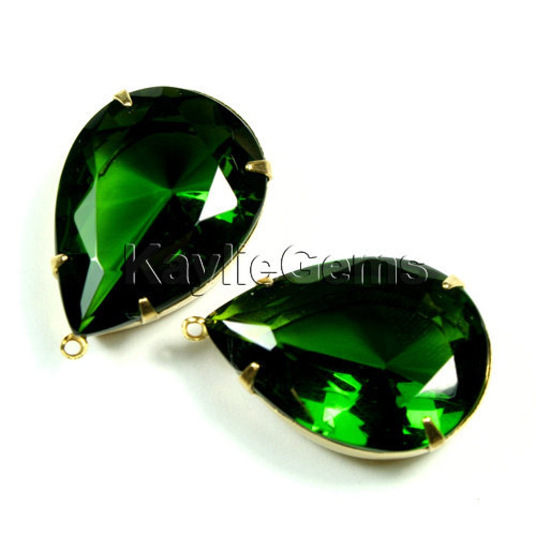 Olive Green 18x25mm Pear Tear Drop Glass Jewel Pendant - 1 Pcs - Etsy