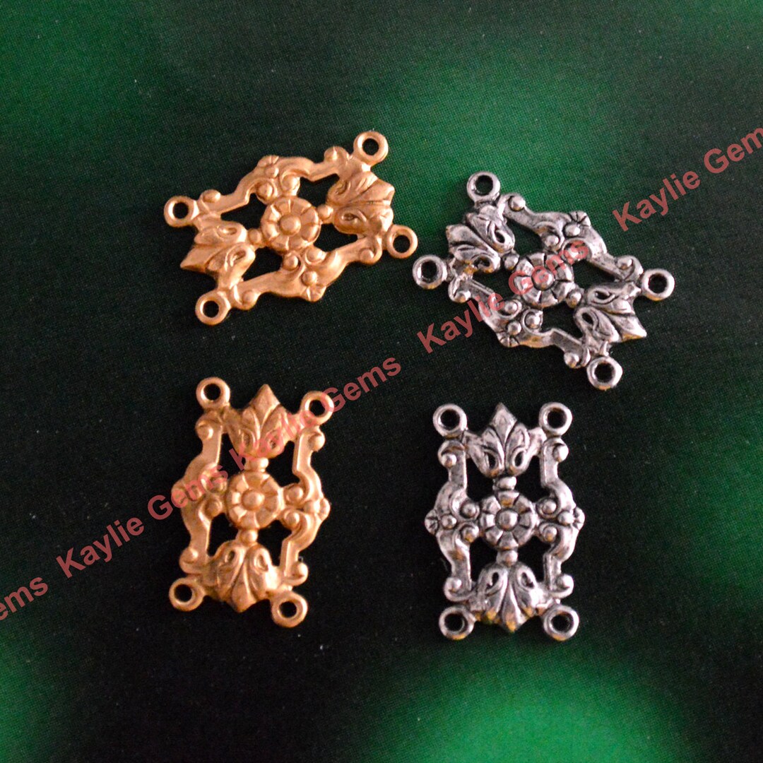 Filigree Stamping Floral Victorian Baroque 4 Way Connector Victorian ...