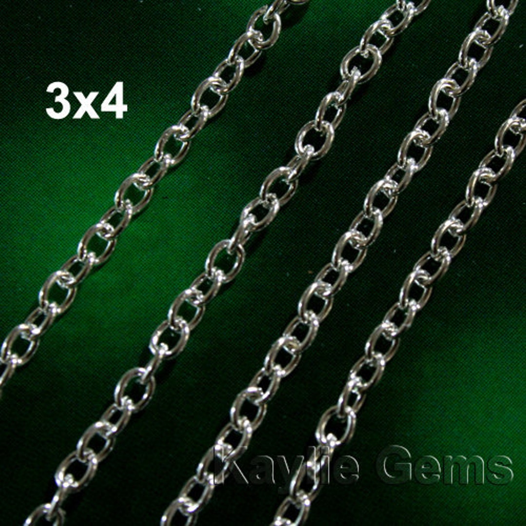 Silver Plated 3x4 Oval Rolo Smooth Cable Cross Link Chain - 12ft - Etsy