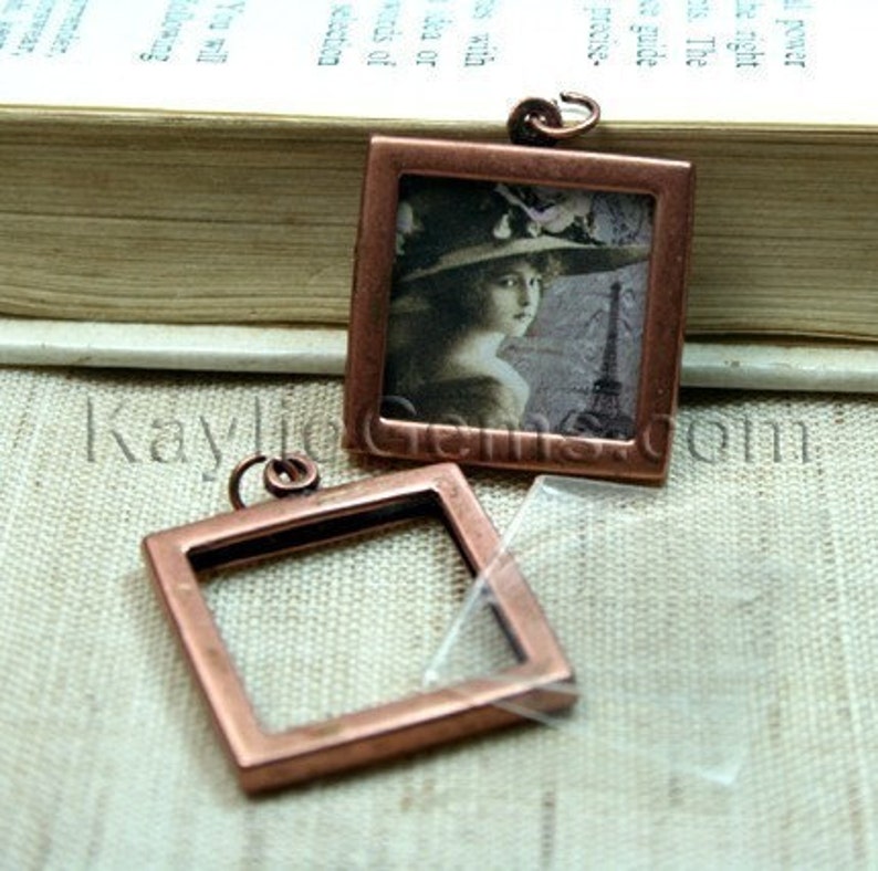 Picture Frame Charm Pendant Double Sided Rectagle Square - Etsy