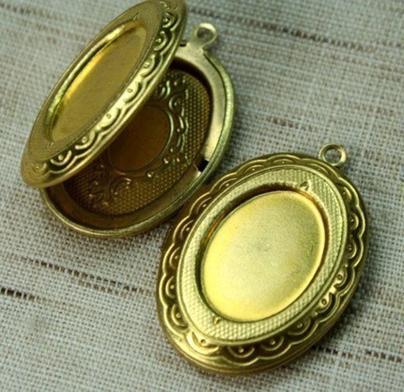 Raw Brass Oval Lockets Cameo Cabochon Frame Setting Victorian - Etsy