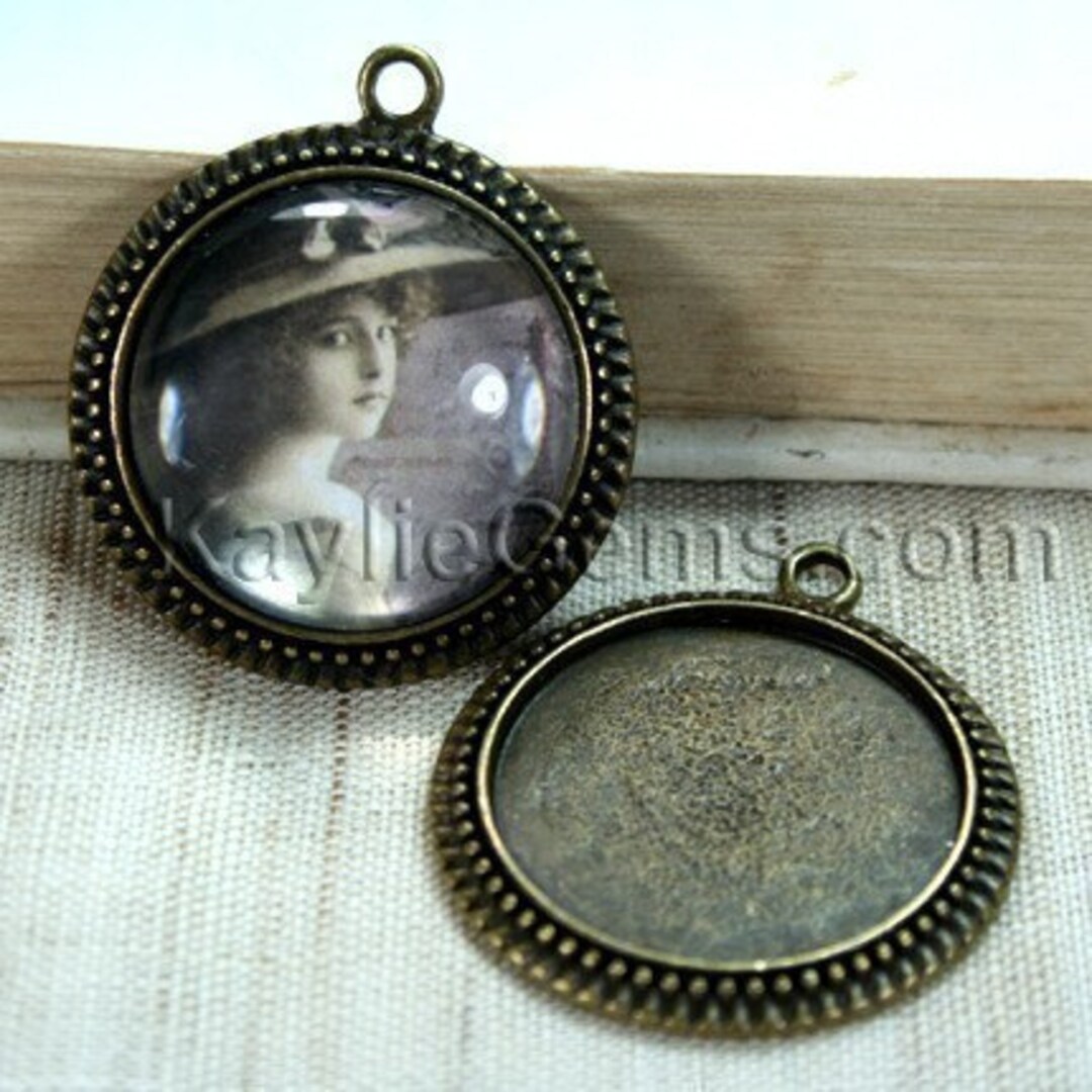 Antique Brass Cameo Cab Frame Setting Pendants 32mm Fit 25mm Round ...
