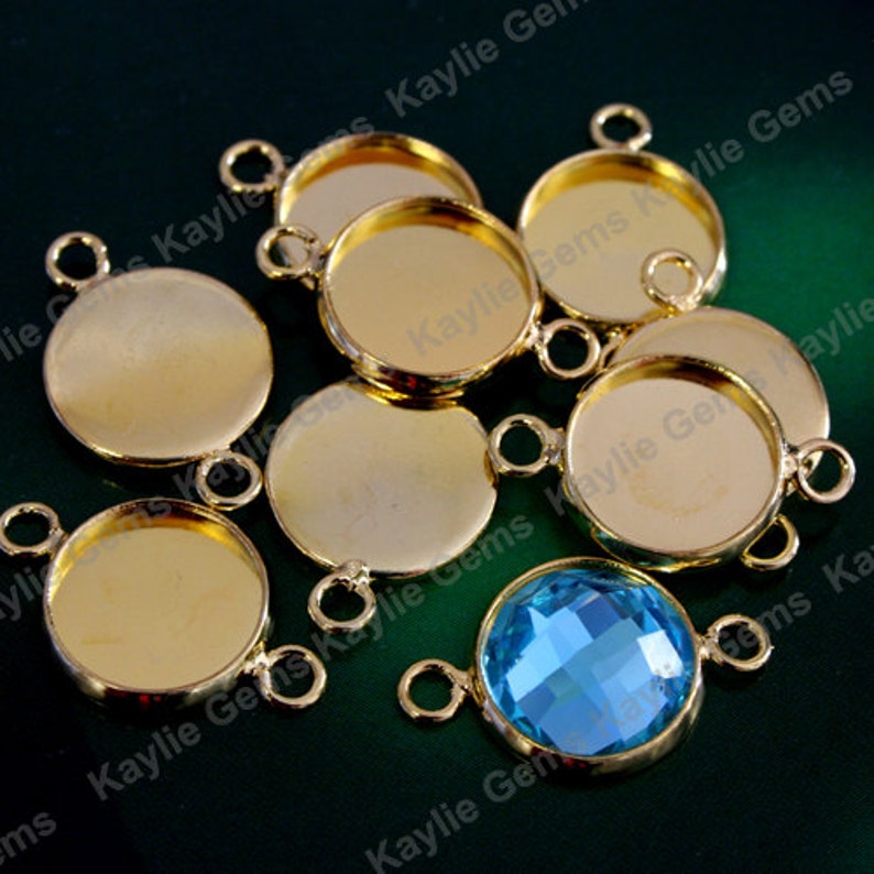 12mm Round Cabochon Cab Setting Bezel Base Tray Rolled Edge 2 Ring ...