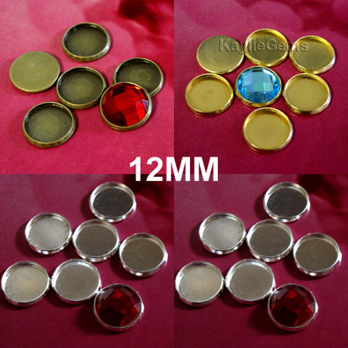 12 Cabochon Cab Setting Round 12mm Bezel Tray Silver Antique - Etsy