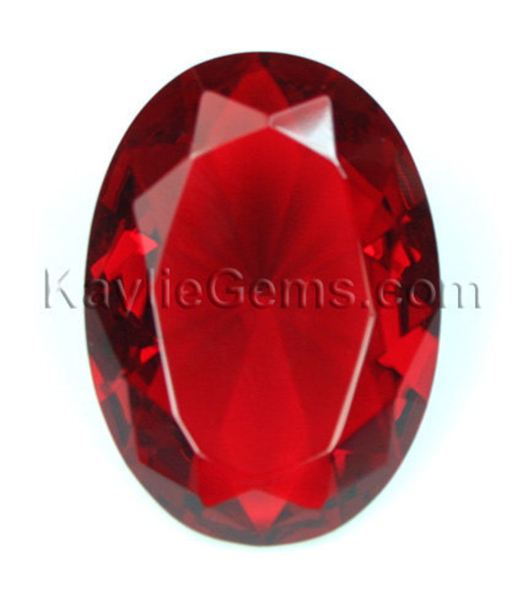 1pc 30x22mm Oval Large Faceted Diamond Cut Pointed Back Unfoiled - Ruby ...
