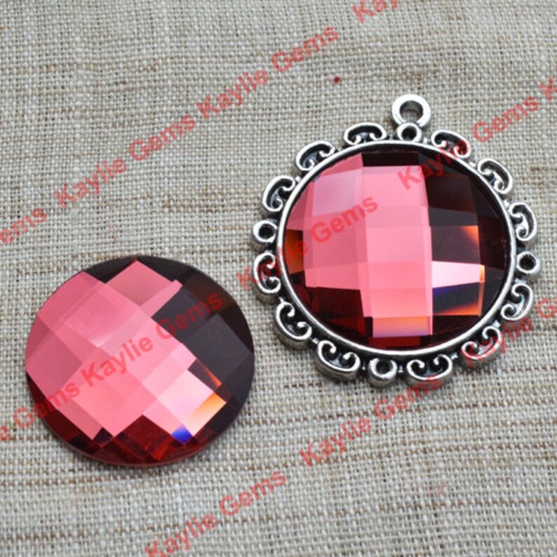New Mirror Glass Cabochon Cab 25mm Round Checker Cut Faceted - Etsy