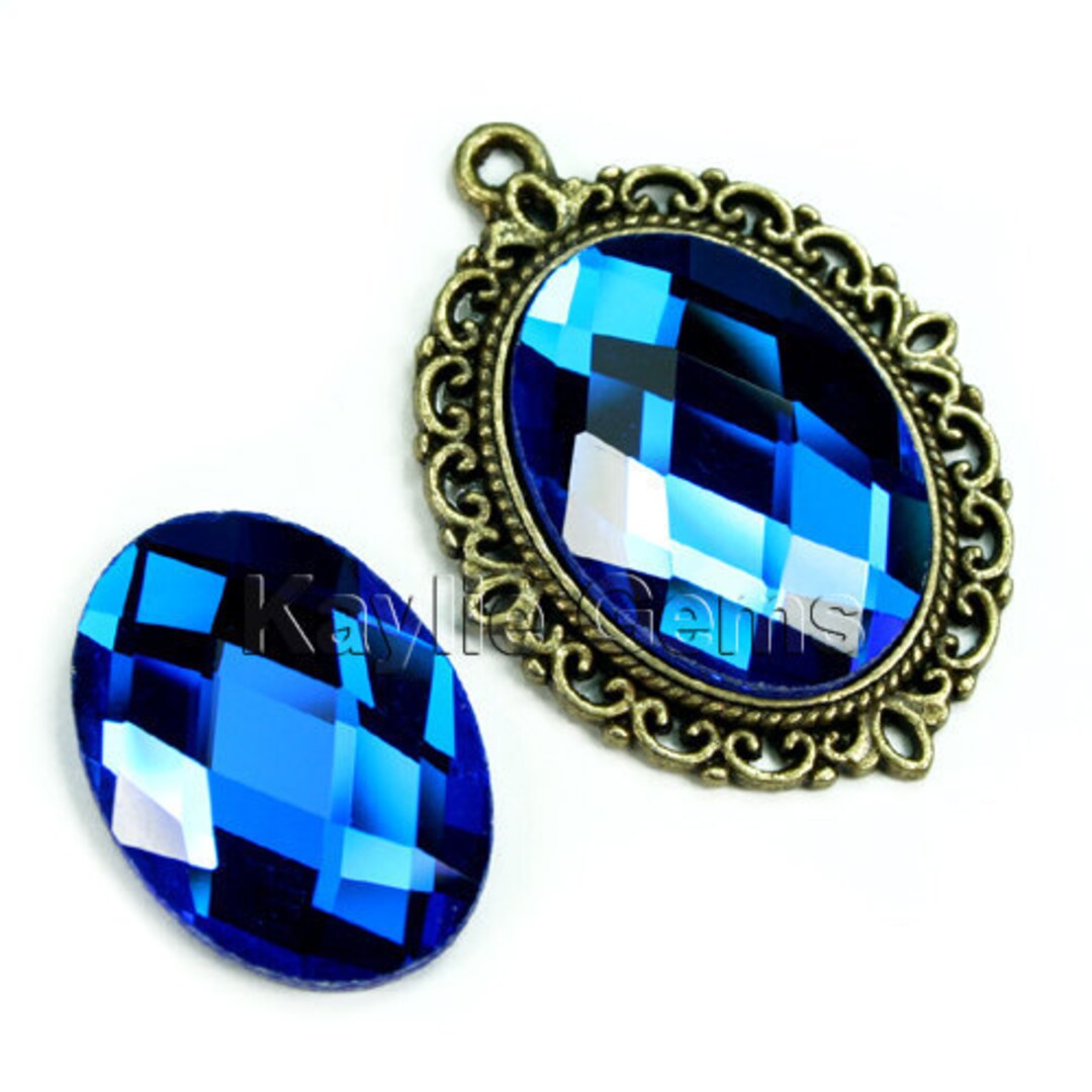 Oval 18x25 Mirror Glass Cabochon Cab Faceted Checker Cut Dome - Royal ...