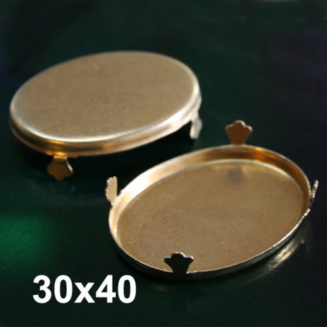 40x30 Brass Close Back Prong Settings Fancy Fishtail Prongs for Cameo ...