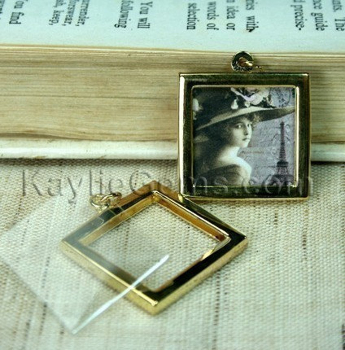 Picture Frame Charm Pendant Double Sided Rectagle Square | Etsy