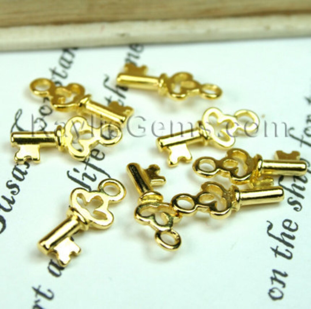 Small Skeleton Key Charms Earring Drop gold 12pcs - Etsy