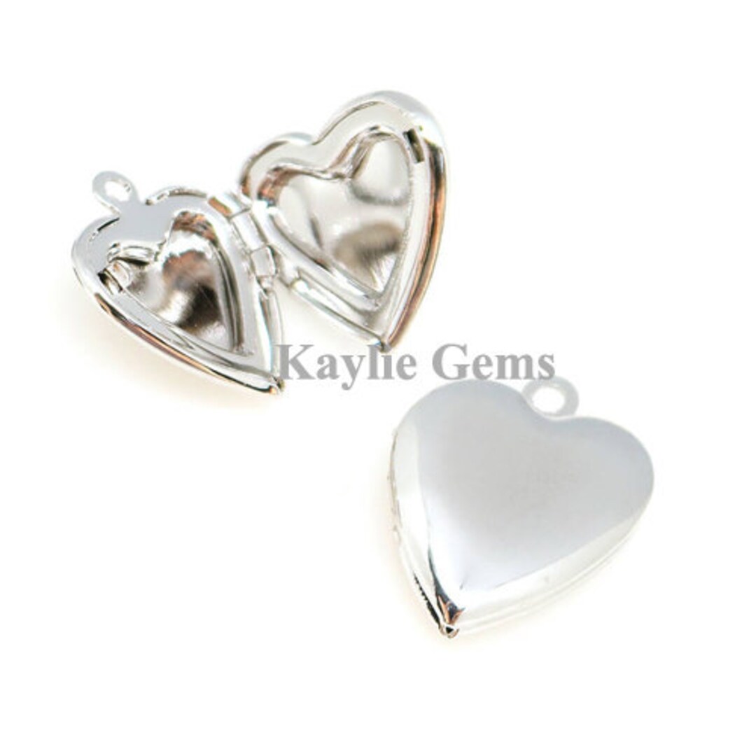 Heart Locket 20mm Sterling Silver Plated Glossy Smooth Plain Simple ...
