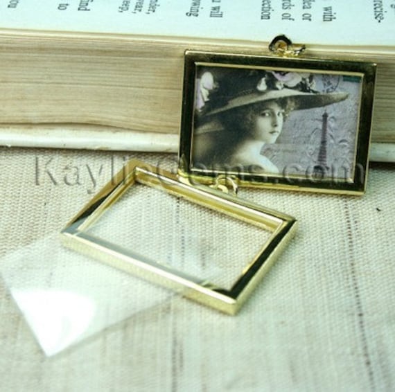 2 Sets Picture Frame Charm Pendant Double Sided Rectangle | Etsy