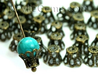30 Metal Bead Caps Antique Gold 9mm X 4mm DIY Jewelry Supplies - Etsy
