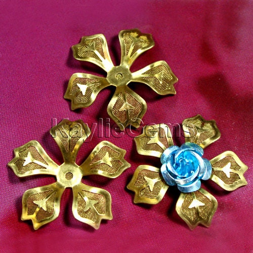 30mm Raw Brass Mesh Flower Base Rose Bead Caps 6pcs | Etsy