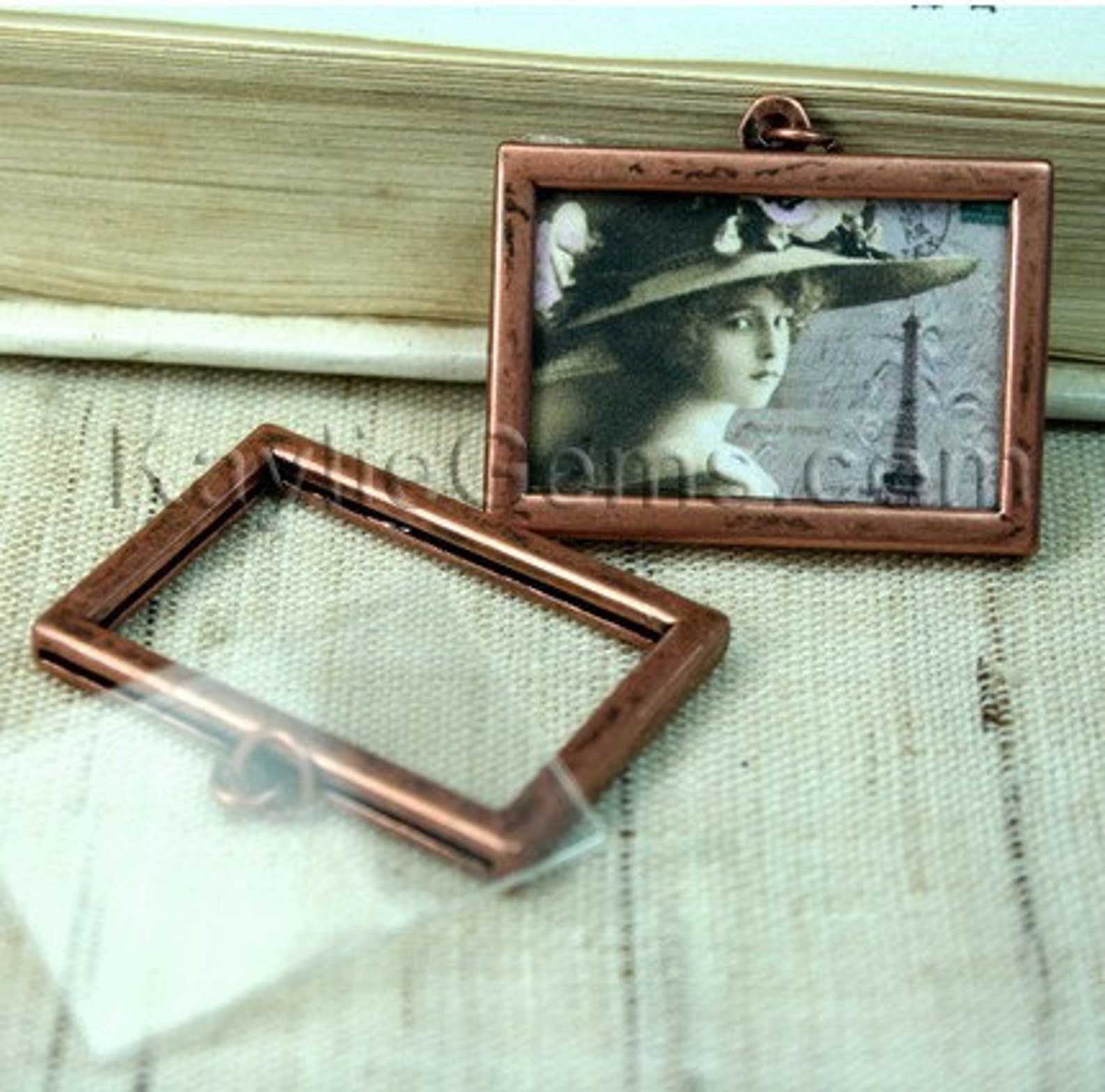 2 Sets Picture Frame Charm Pendant Double Sided Rectangle Landscape ...