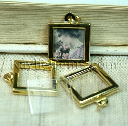 Picture Frame Charm Pendant Earring Double Sided Rectangle - Etsy