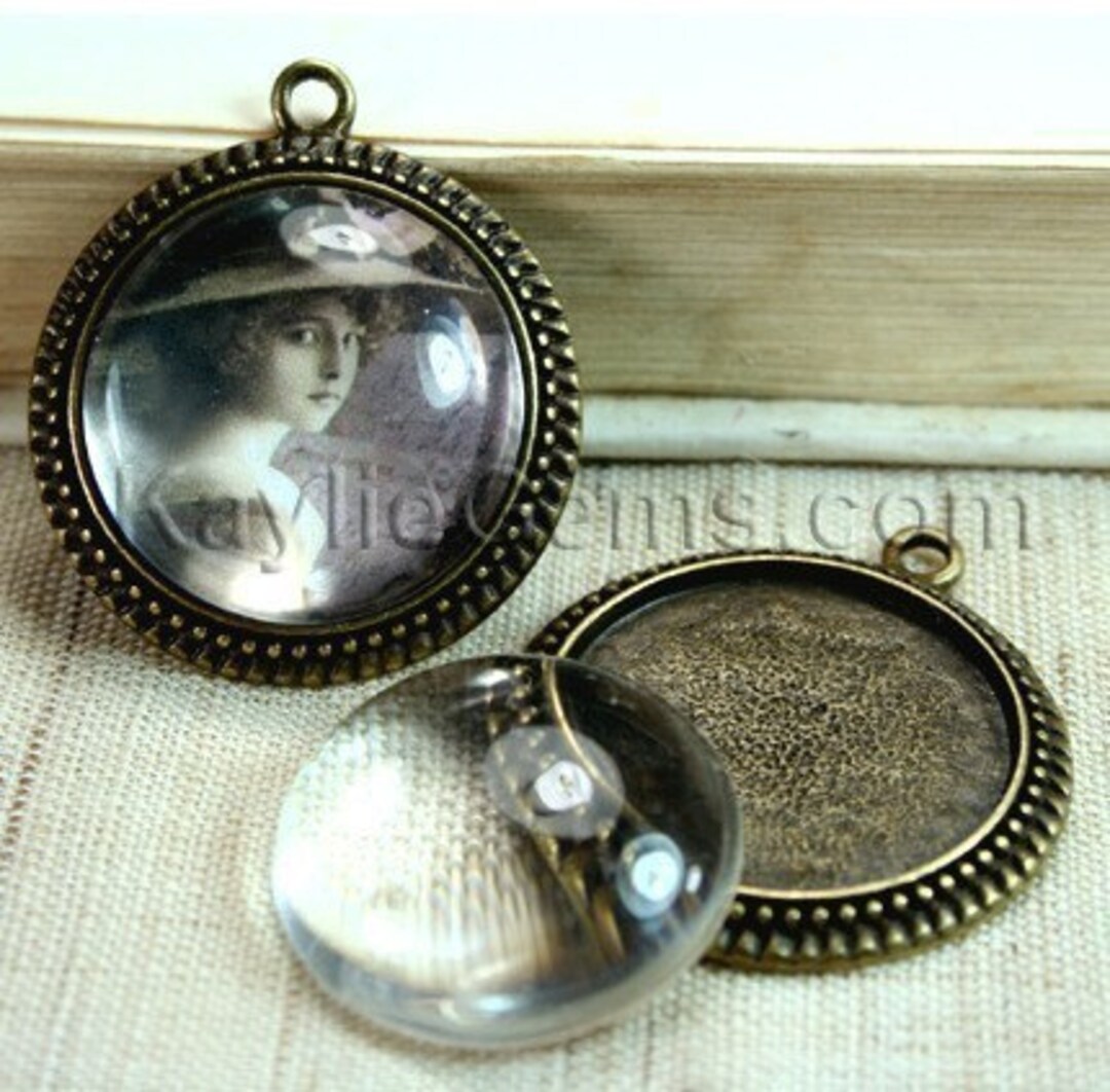 2 Sets Antique Brass Cameo Cab Frame Setting Pendants With Matching ...