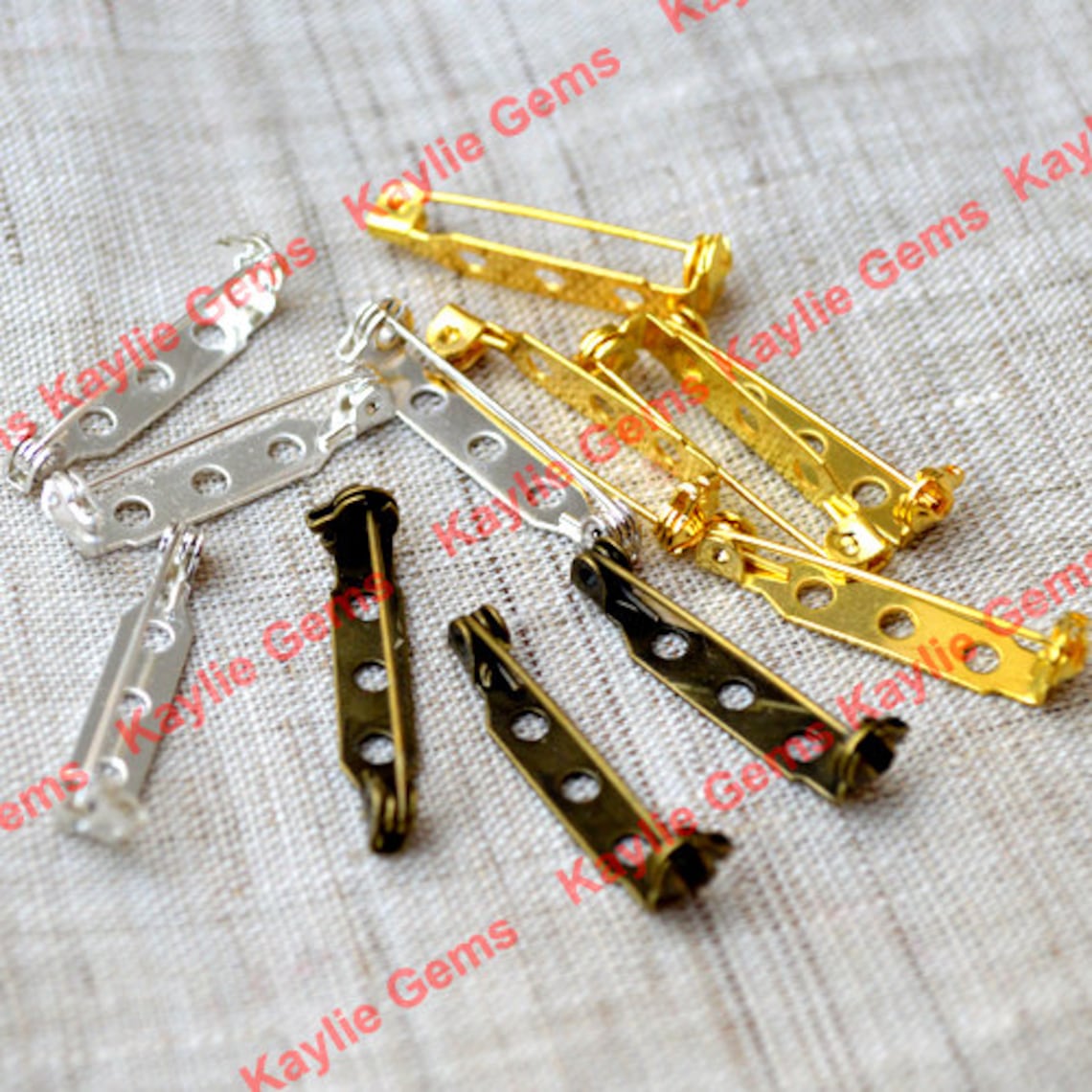 Brooch Back Safety Bar Pin 28mm With Safety Lock Feature Gold, Silver ...