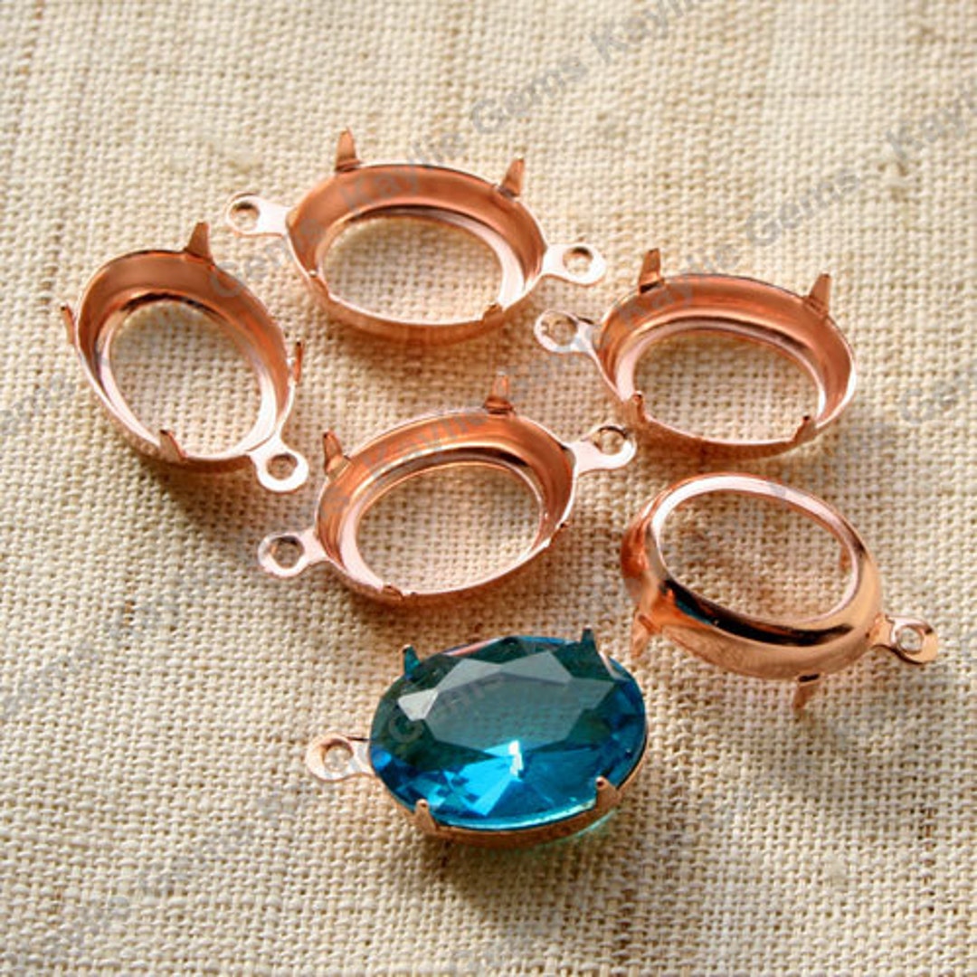 14x10 Rose Gold Oval Open Back Prong Open Back 1 Ring or 2 Ring - Etsy