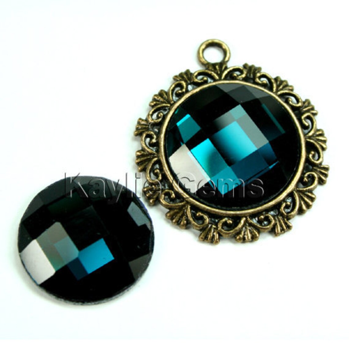 Mirror Glass Cabochon Cab 20mm Round Checker Cut Faceted Dome - Etsy