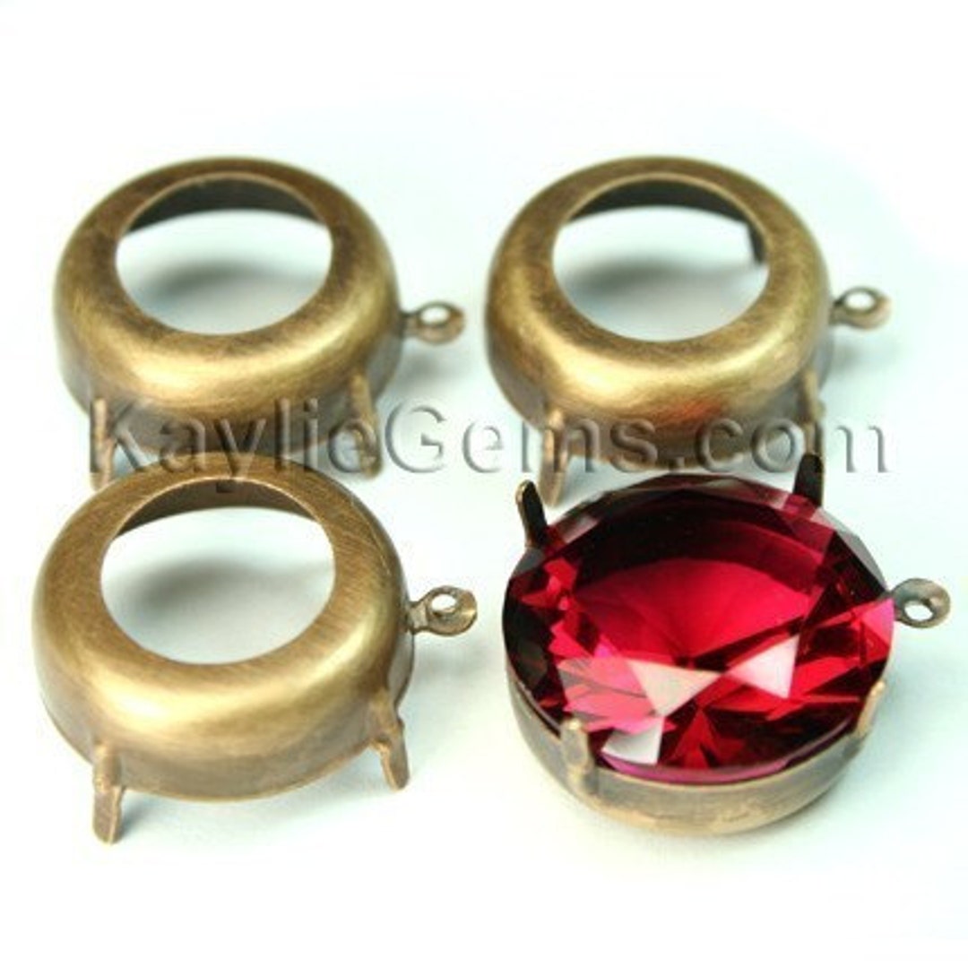20mm Round Oxidized Antique Brass Open Back Prong Settings With 1 Loop ...