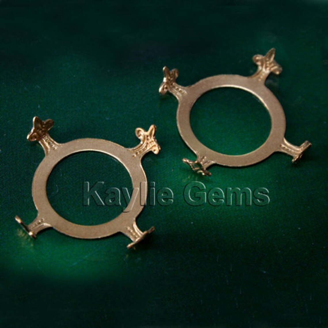 4pcs Brass Open Back Cushion Prong Setting Adapter Round 25mm Turtle ...