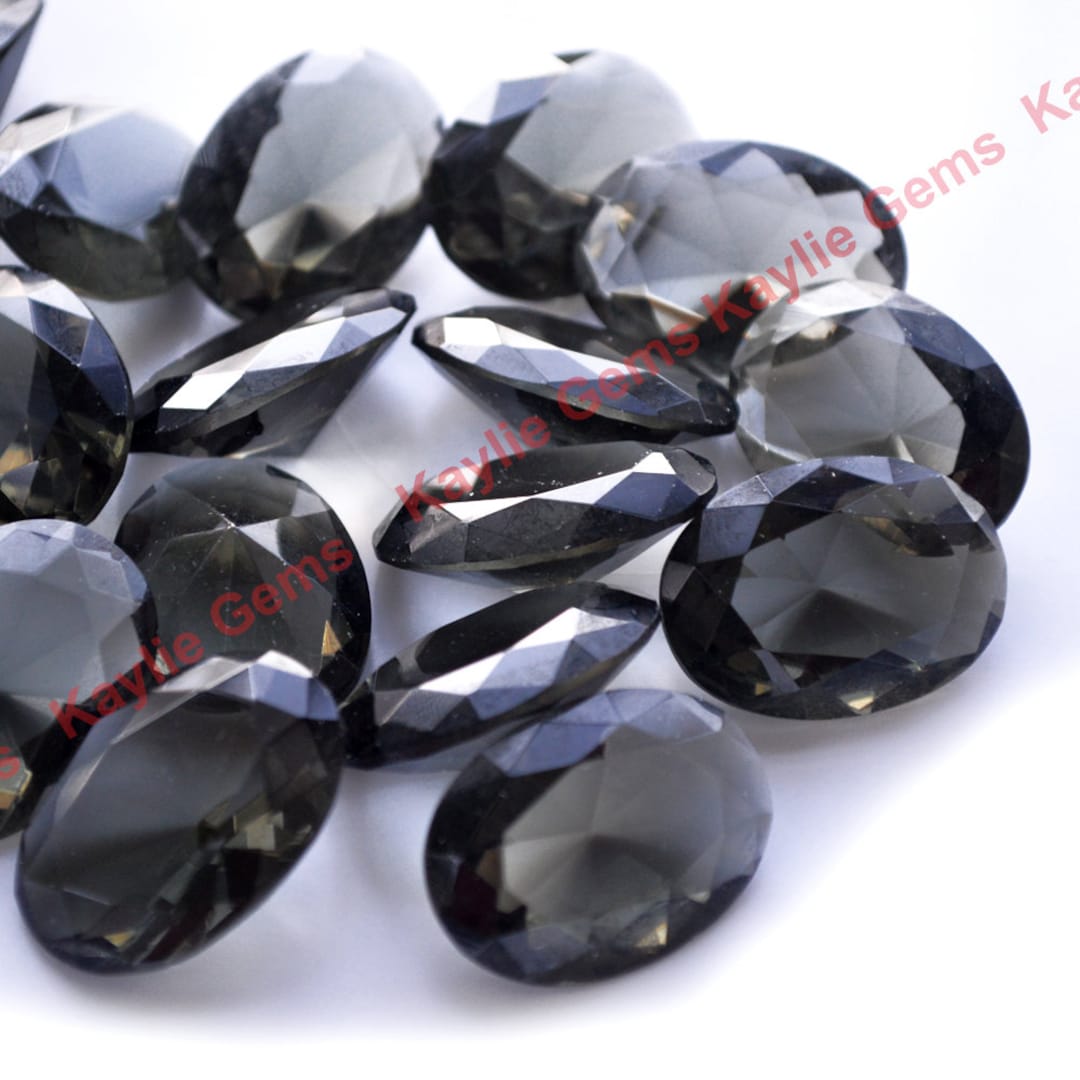 2 Pieces Black Diamond Clear Black Glass Jewel Oval 18x25mm Faceted ...