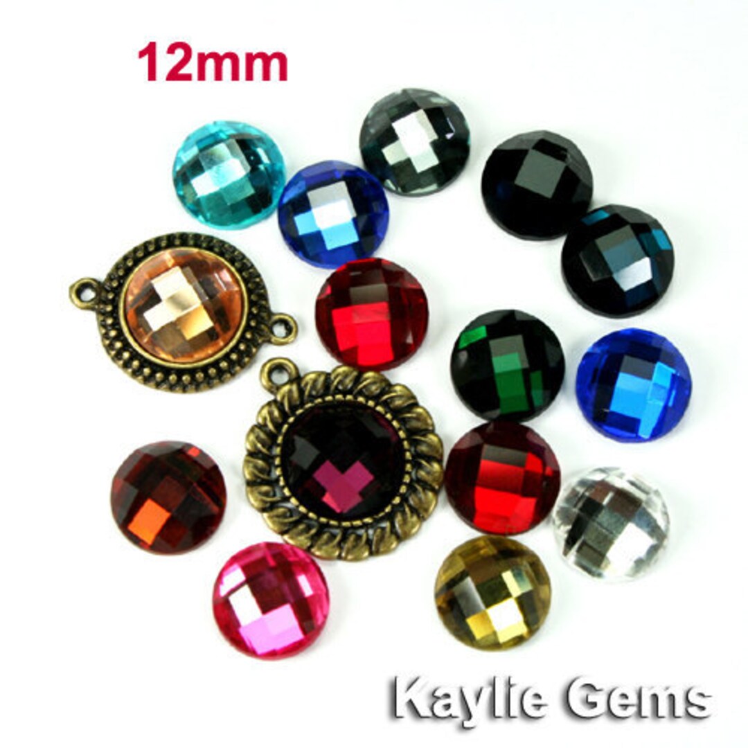 Mirror Glass Cabochon Cab Round 12mm Checker Cut Faceted Dome -pick ...