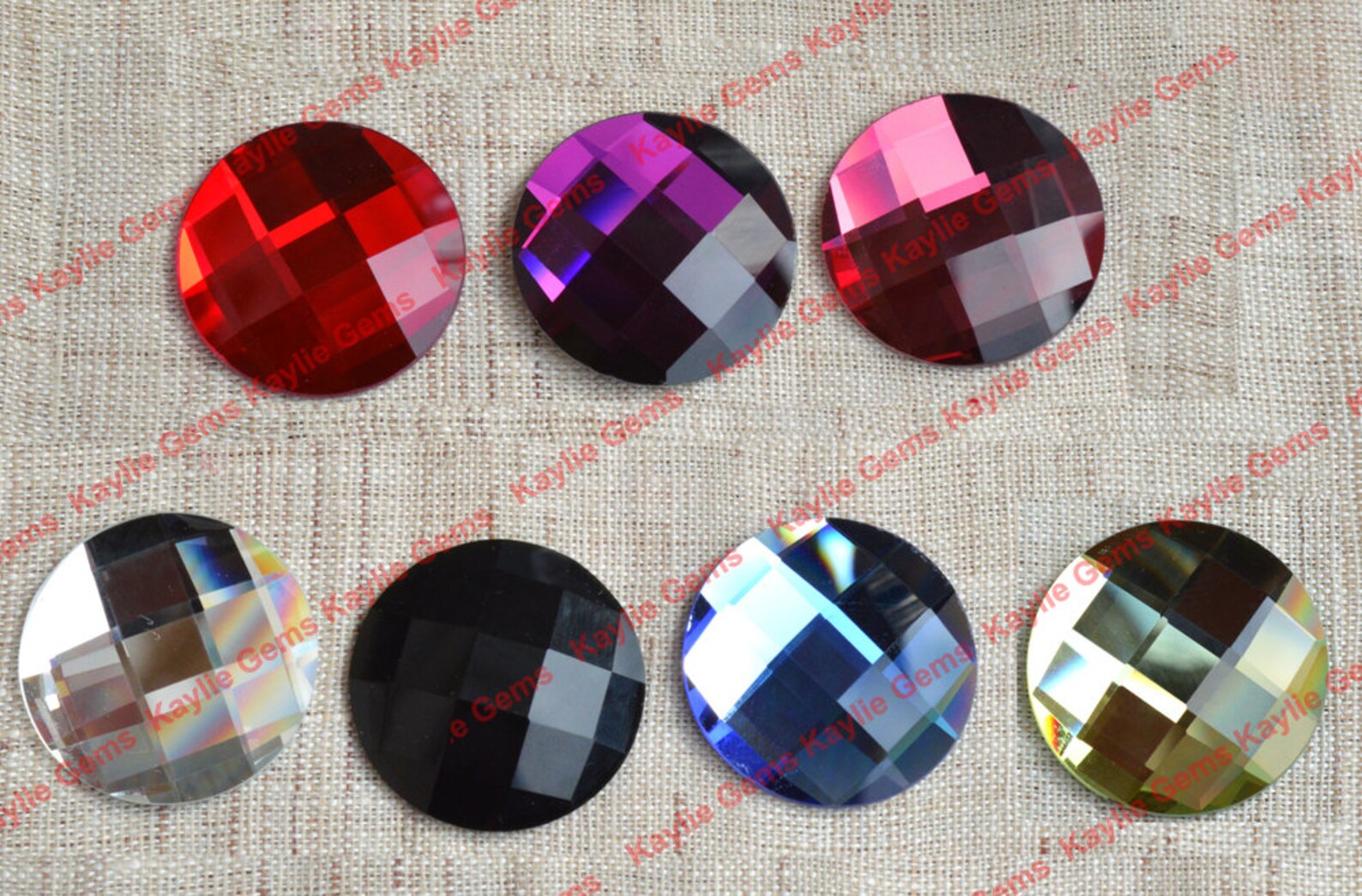 New Mirror Glass Cabochon Cab 25mm Round Checker Cut Faceted - Etsy