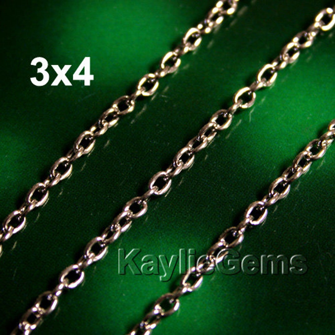 3x4 Oval Rolo Cross Link Chain Antique Silver / Platinum - 12ft - Etsy
