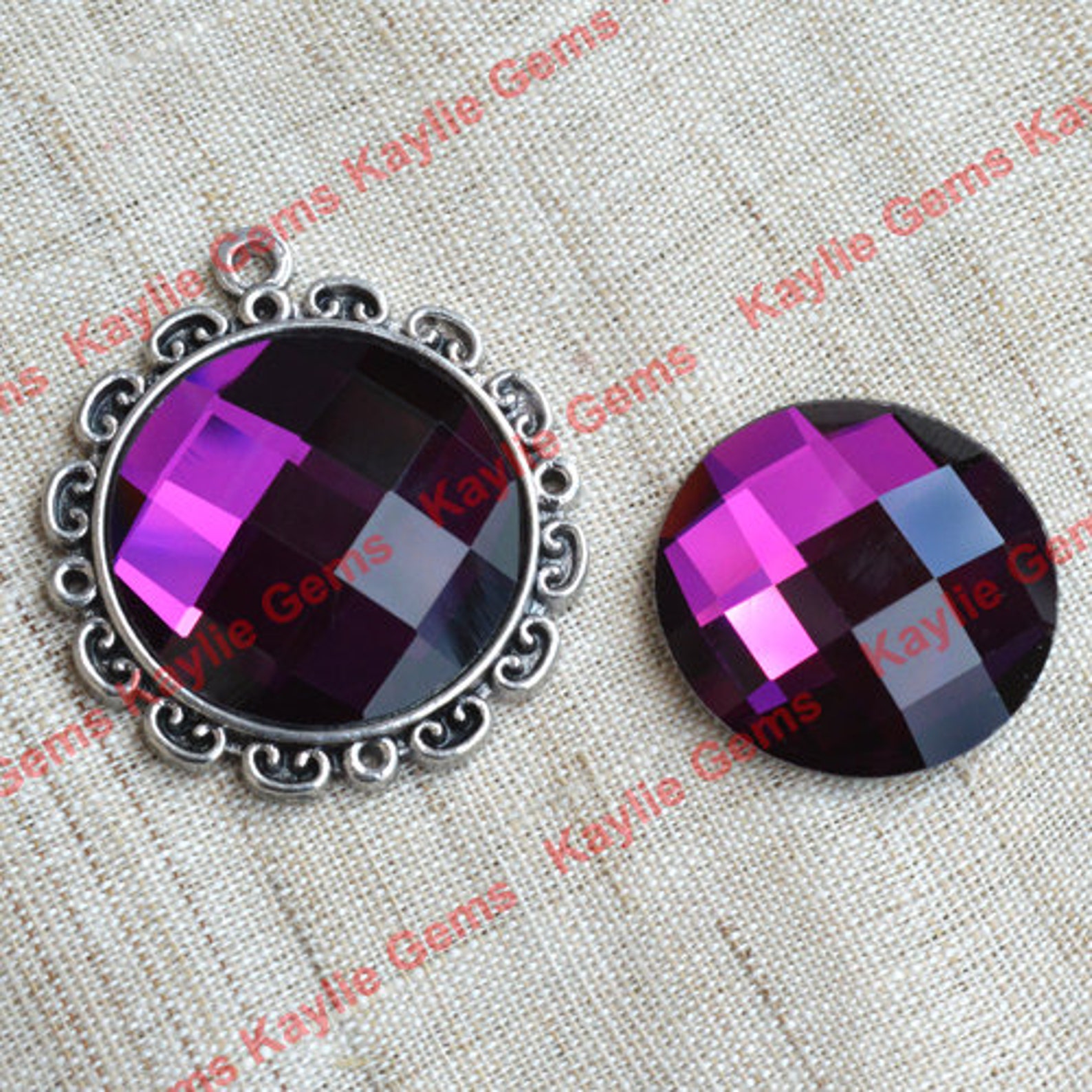 New Mirror Glass Cabochon Cab 25mm Round Checker Cut Faceted - Etsy
