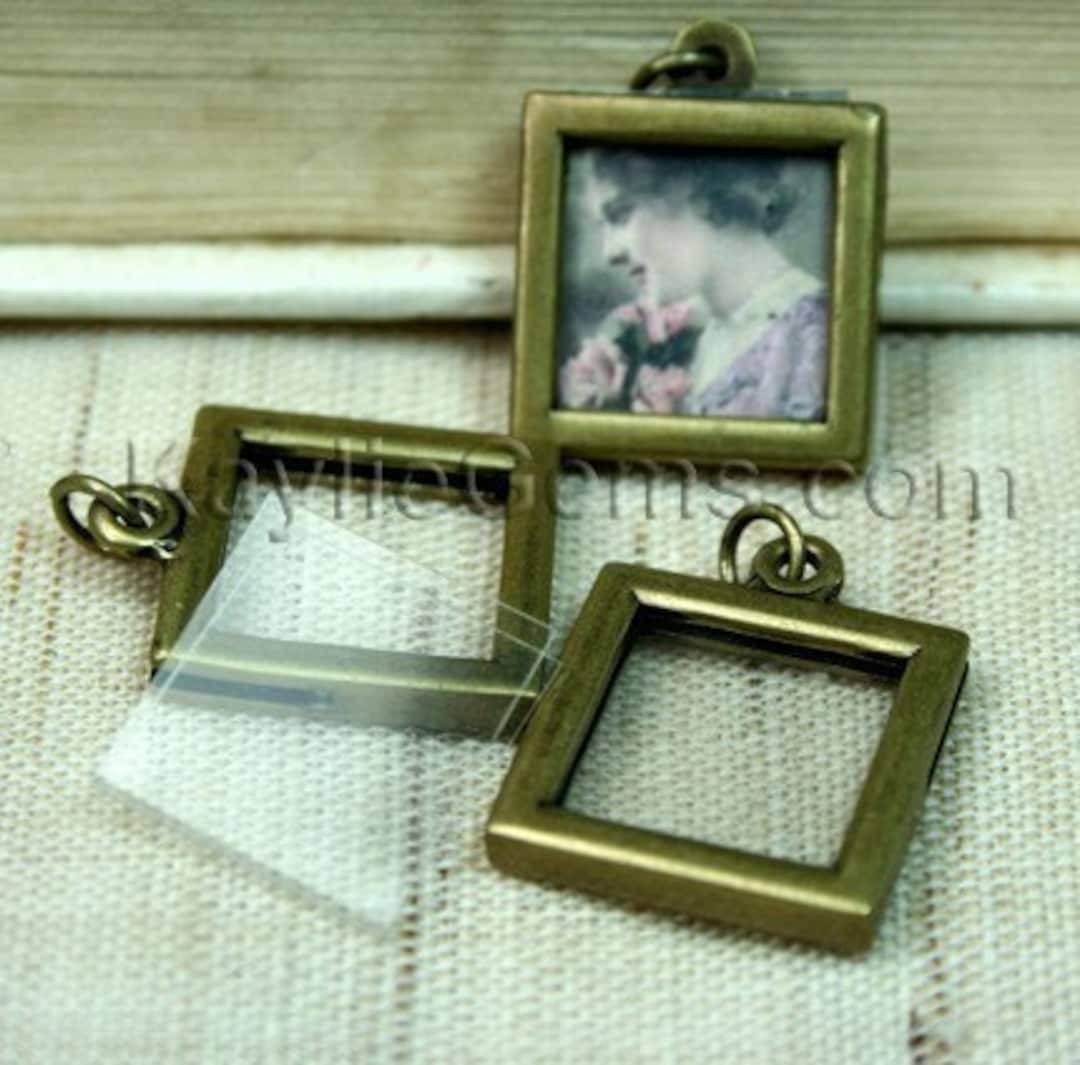 Picture Frame Charm Pendant Earring Drop Double Sided Rectagle Square ...